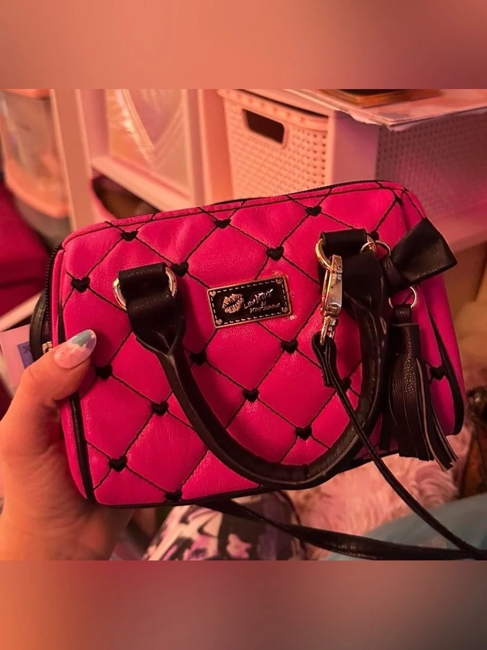 Betsey Johnson | Bags | Betsey Johnson Hot Pink Quilted Mini Satchel ...